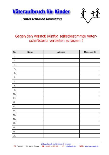 Unterschriften Sammeln Gegen Nachbarn Vorlage