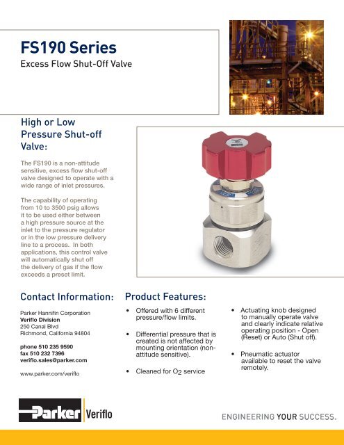 Veriflo FS190 Series â Excess Flow - Parker