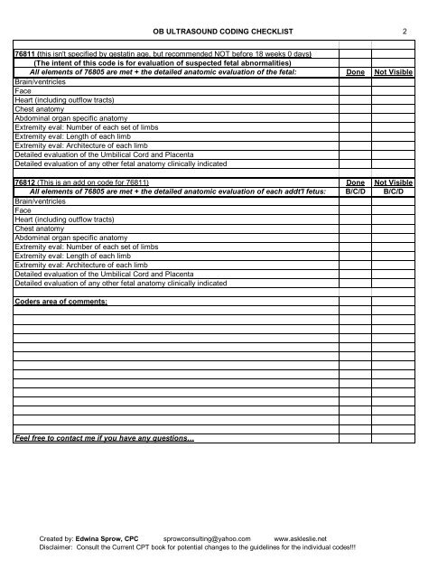 OB ULTRASOUND CODING CHEC