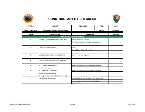 CONSTRUCTABILITY CHECKLIST - IDEAS-EC