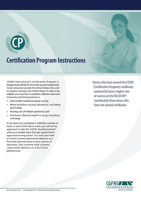 Certification Program Application Instructions (PDF) - cgfns