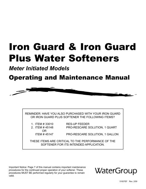 Iron Guard & Iron Guard Plus Water Softeners - WaterGroup