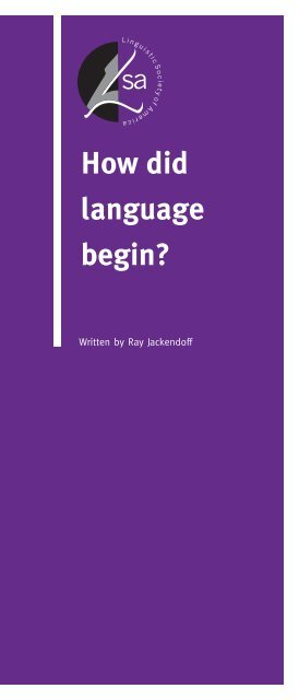 How did language begin? - Linguistic Society of America