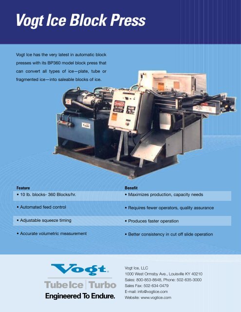 BP360 Block Press - Vogt Tube Ice