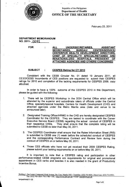 secretaries. - Department of Health