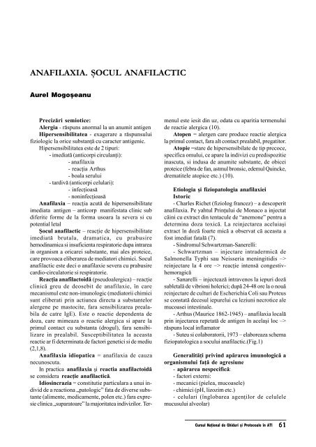 Anafilaxia.Socul anafilactic - Cursul national de ghiduri si protocoale ...