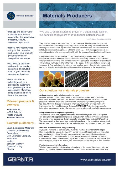 Materials Producers - Granta Design