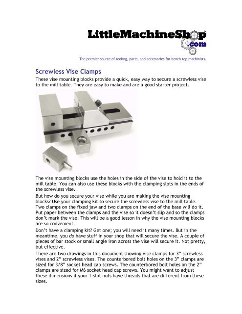 Screwless Vise Clamps Drawing - Little Machine Shop