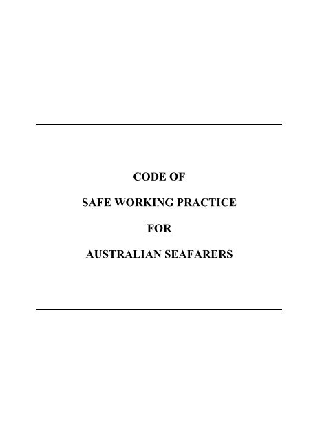 Code of Safe Working Practice for Australian Seafarers