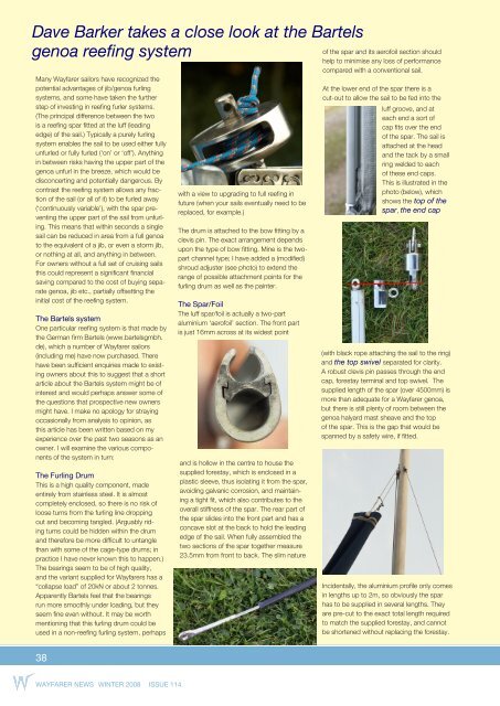 Dave Barker explains the Bartels genoa furling/reefing system