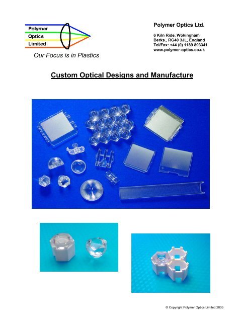 Custom Optical Design and Manufacture - Polymer Optics
