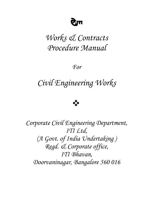 Works & Contracts Procedure Manual Civil Engineering Works