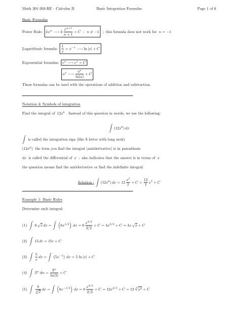 Calculus 2 Formula Sheet