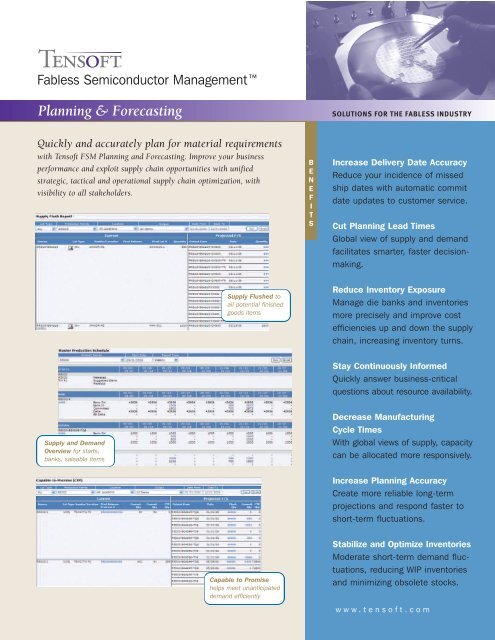 Tensoft FSM: Planning & Forecasting