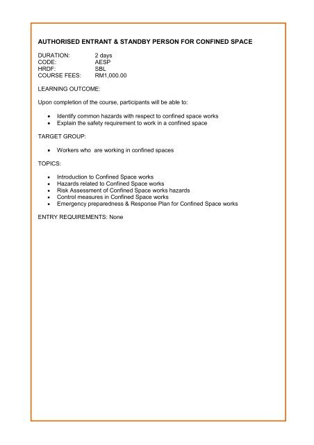 authorised entrant & standby person for confined space - NIOSH