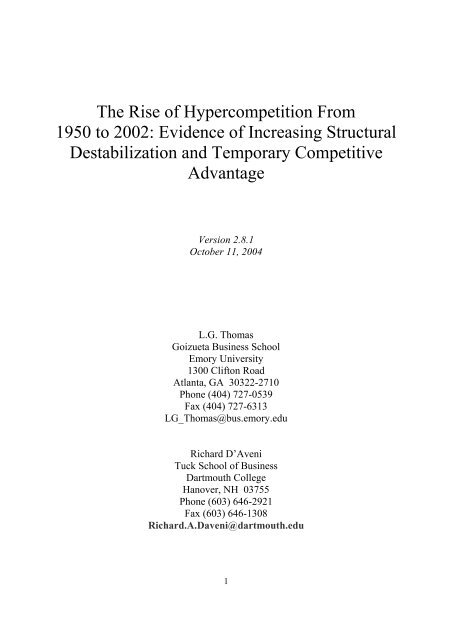 The Rise of Hypercompetition From 1950 to 2002 ... - whu.edu
