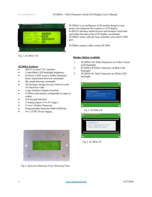SC2004 20x4 Characters Serial LCD Module.pdf - Serial LED and ...