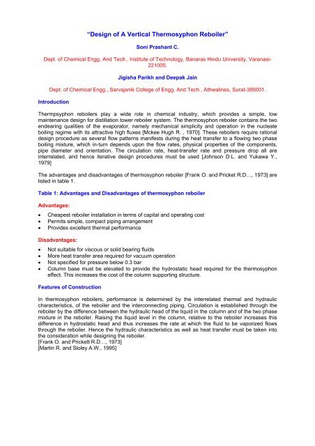 design of a vertical thermosyphon reboiler - Energy Manager Training
