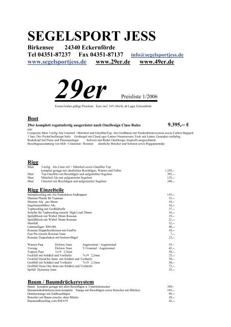 29er Team Bekleidung bestickt mit 29er Logo rot - JESS Segelsport