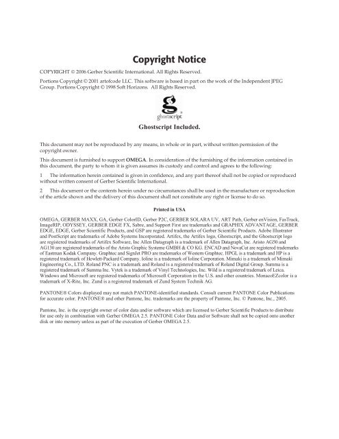 OMEGA 2.5.1 Getting Started.pdf - Gerber Scientific Products