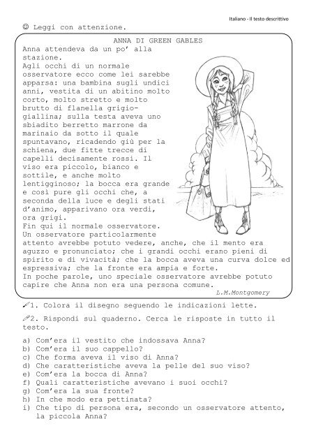 Leggi con attenzione. ANNA DI GREEN GABLES ... - La Teca Didattica