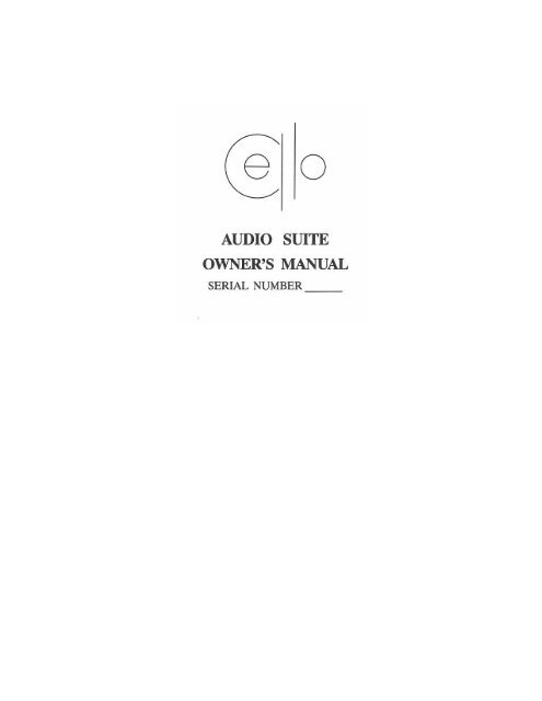 Cello Audio Suite Owner's manual - Matthew James