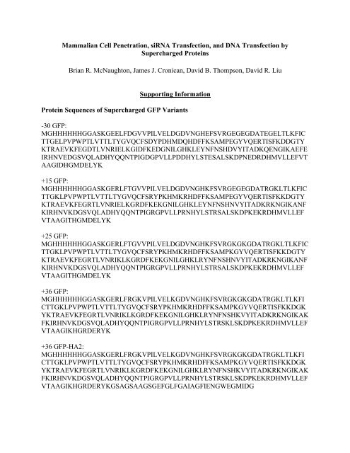 Mammalian Cell Penetration, siRNA Transfection, and DNA