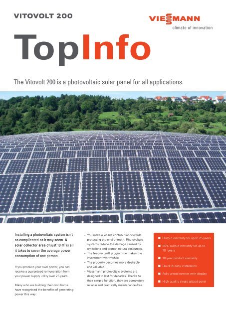 VITOVOLT 200 The Vitovolt 200 is a photovoltaic solar ... - Viessmann
