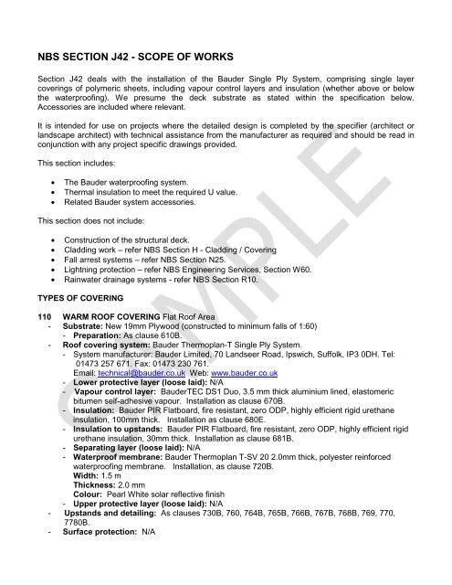 Example J42 NBS Specification_Thermoplan-T adhesive ... - Bauder