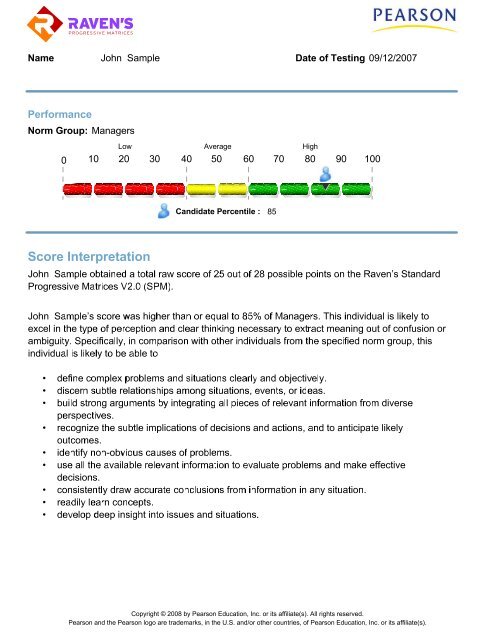 Raven's Standard Progressive Matrices (SPM) - TalentLens
