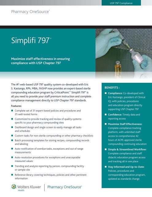 Simplifi 797Â® - Pharmacy OneSource