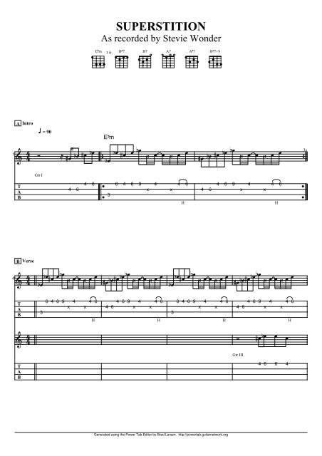 Superstition Guitar Chords