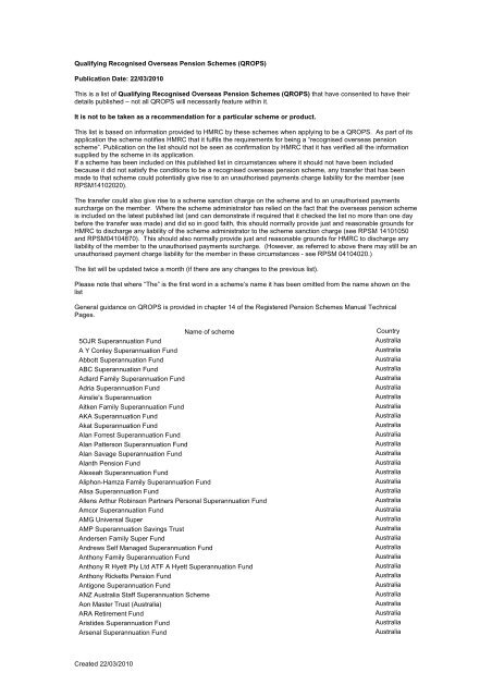 Qualifying Recognised Overseas Pension Schemes (QROPS)