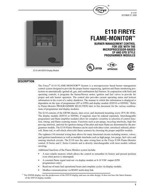 Fireye E110 Flame-Monitor - Categories On Acme Control Service, Inc.