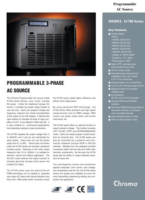 Chroma 61700 Series Programmable 3-Phase AC Power Source ...