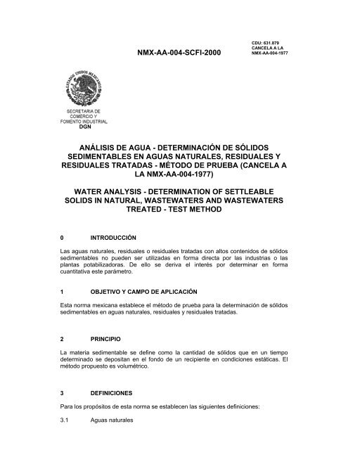 NMX-AA-004-SCFI-2000 ANÁLISIS DE AGUA ... - CONAGUA