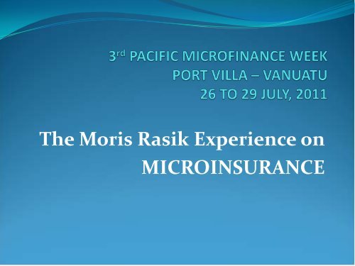 moris rasik experience - Microfinance Pasifika