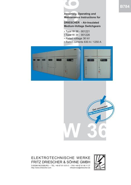 B 784e, Medium voltage switchgear type W36, W 36 - Driescher