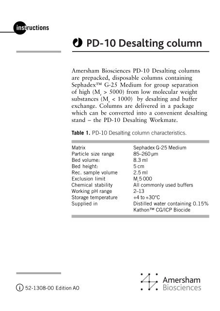 PD-10 Desalting column