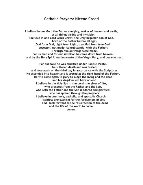 Nicene Creed - St. Charles Borromeo Catholic Church