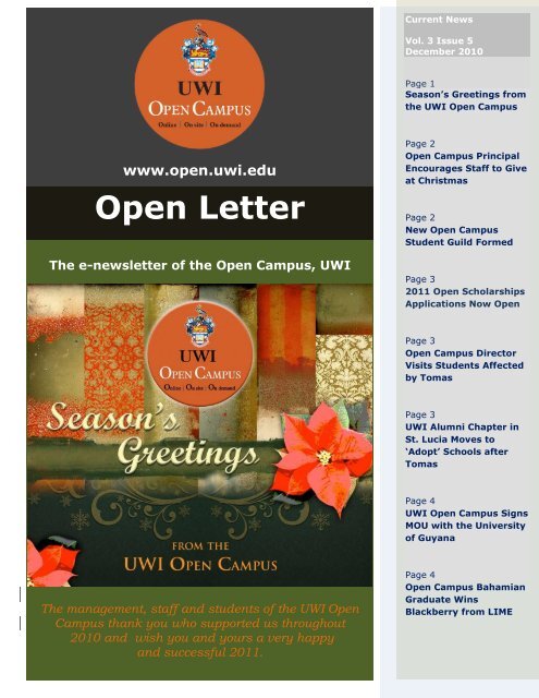 Open Letter - The University of the West Indies - Open Campus - Uwi ...