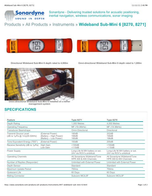 Sonardyne Wideband Sub-Mini 6 [8270, 8271].pdf - AUVAC