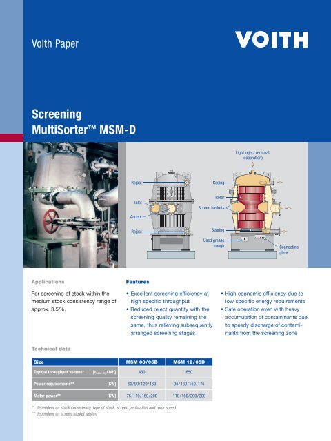 Screening MultiSorterâ ¢ MSM-D - Voith
