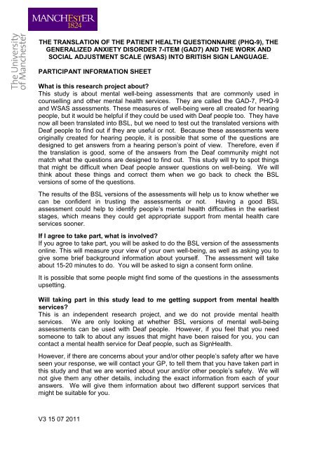 Participant information sheet - School of Nursing, Midwifery and ...