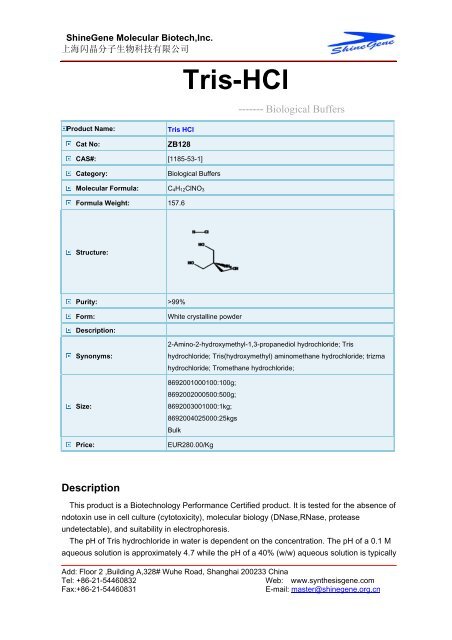 Tris-HCl - Gene Synthesis