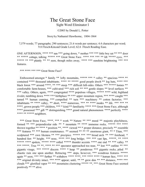 The Great Stone Face SWE - the DonPotter.net Website