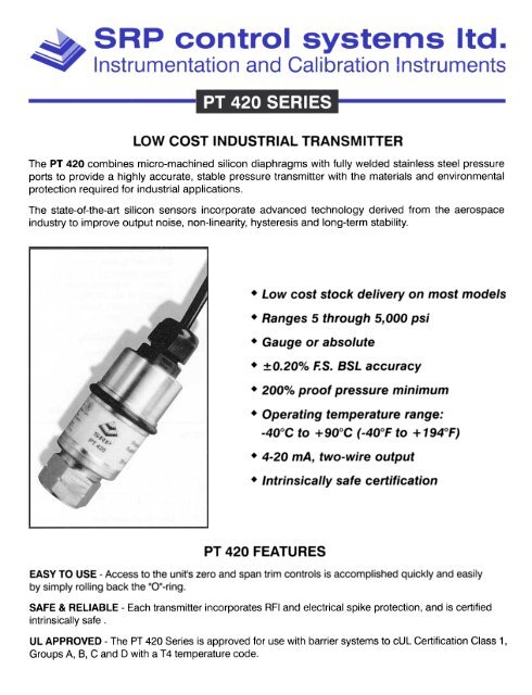 PT 420 Datasheet - SRP Control Systems