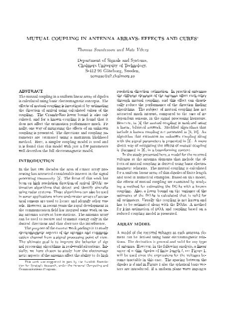 mutual coupling in antenna arrays: effects and cures - PCC