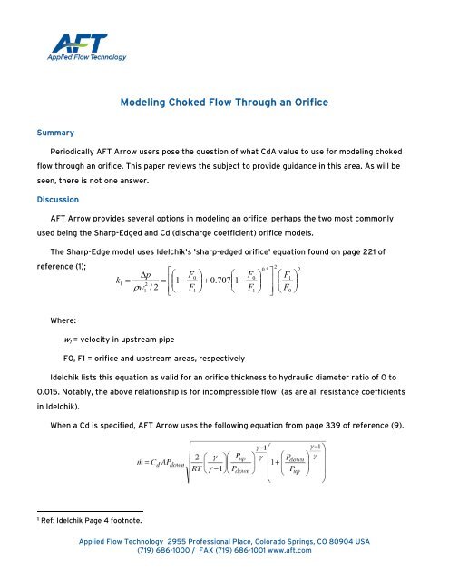 Modeling Choked Flow Through an Orifice - Applied Flow Technology