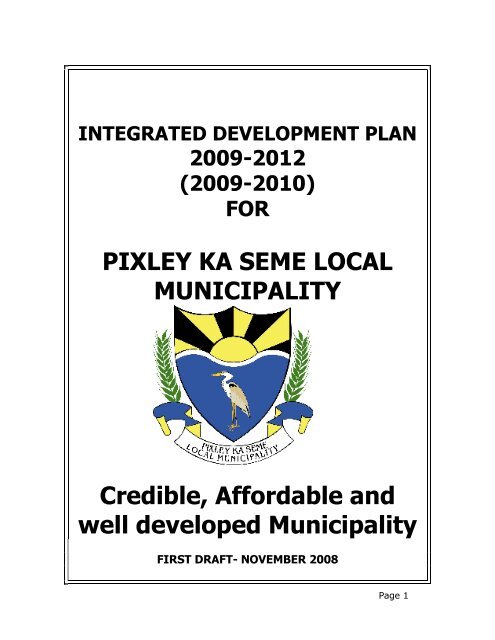 PIXLEY KA SEME LOCAL MUNICIPALITY Credible, Affordable and ...